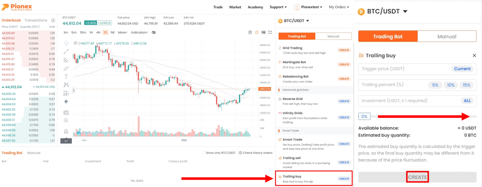 Trailing Buy and Trailing Sell - Pionex Trading Bot