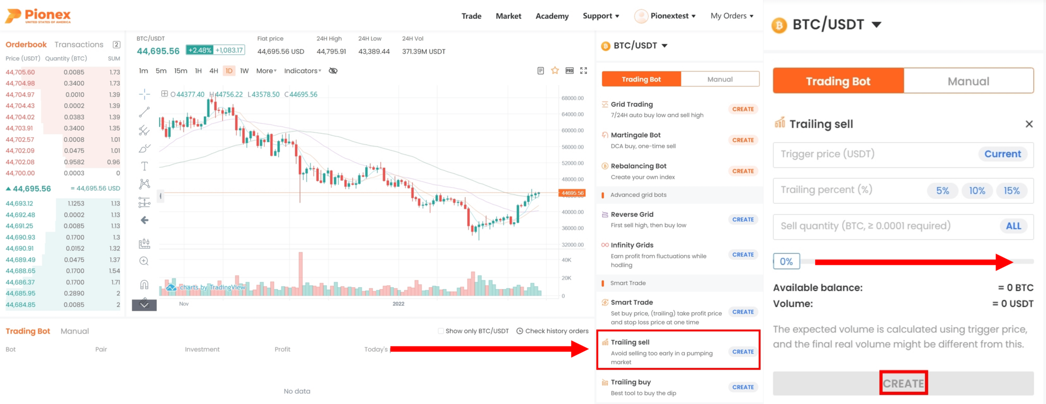 Trailing Buy and Trailing Sell - Pionex Trading Bot